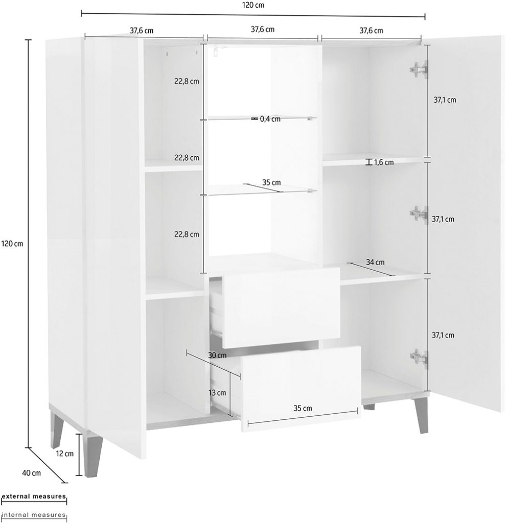SUNRISE 120 cm high sideboard - Web Furniture
